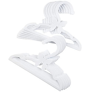 Doll Clothes Hangers for 18" Dolls -Set of 12 White Butterfly Hangers- Unique Design American Outfit Accessory Coat Hangers, Holds Shirt, Pants, Skirt - Gifts for Girls Kids Birthday