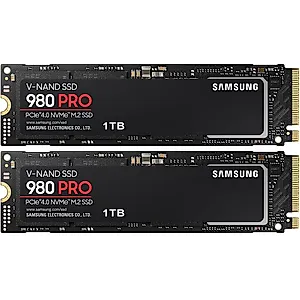 SAMSUNG MZ-V8P1T0B/AM 980 PRO PCIe 4.0 NVMe SSD 1TB - (2-Pack)
