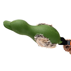 GiGwi Rubber Duck Dog Toy 'Push to Mute' Silent and Squeaky Toy Interactive with Plush Tail - Green