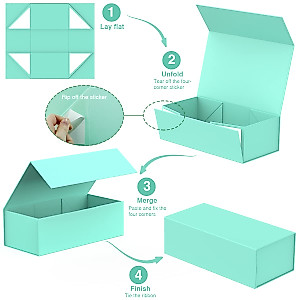 MONDEPAC Gift Box 12" x 6" x 4" with Magnetic Closure Lid Gift Box for Presents,Bridesmaid Gifts Box, Magnetic Gift Box for Gifts,Birthday Gift Box,Magnetic Gift Box for Wrapping Gifts (Sky Blue)