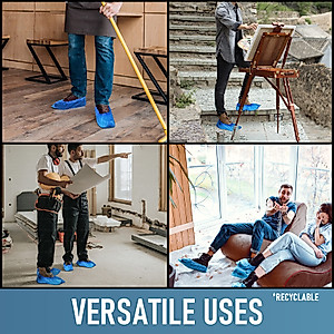 Shoe Covers Disposable Non Slip - Pack of 100 (50 Pairs), Premium Waterproof and Recyclable Shoe Booties Covers for Indoors, Fits Up To 11 US Men and 13 US Women Size