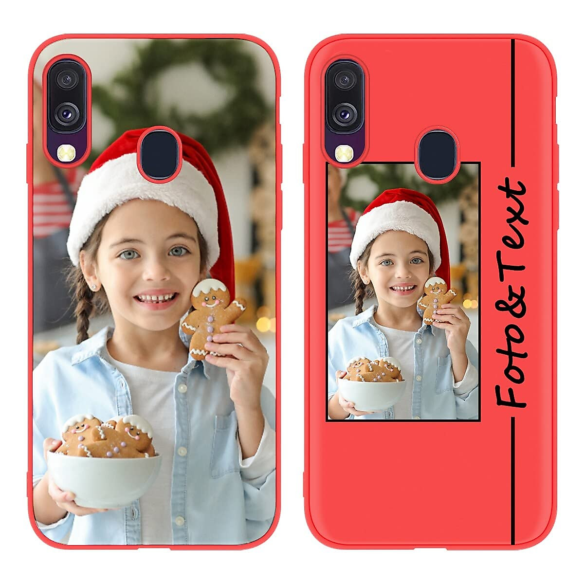 Eouine Custom Phone Case for Samsung Galaxy A40 (5.9") - Personalized Picture Phone Cases Red nsparent Customizable Funda Customize Photo Text Design Cover - Customized Own Phone Case