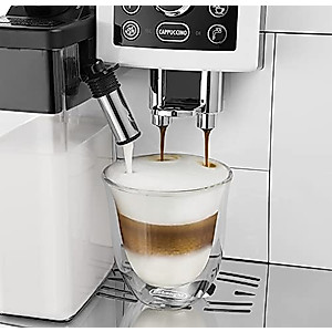 De'Longhi All-in-One Combination Coffee Maker & Espresso Machine + Advanced Adjustable Milk Frother, black & 513214601 Cappuccino Glasses, 270 milliliters