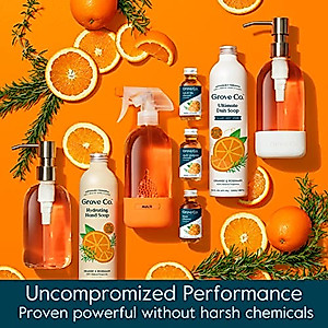Grove Co. Floor Cleaner Refill Concentrate (2 x 1 Oz) + 1 x Durable Glass Spray Bottle (16 Oz) Plant-Based Cleaning Supplies Bundle, No Plastic Waste, 100% Natural Orange & Rosemary Scent
