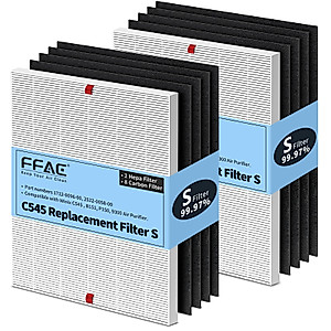 FFAC C545 HEPA Replacement Filter Compatible with Winix C545 Air Purifier, for Winix C545 Replacement Filter, Part# 1712-0096-00 and 2522-0058-00, 2 H13 True HEPA Filter & 8 Activated Carbon Filters