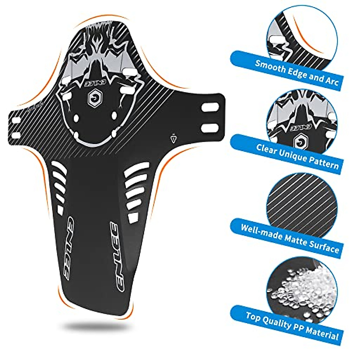 R2Depot Bike Fender with 12 Cable Ties, 2 Parts- Front/Rear Mud Guards Fit for 20"/22"/24"/26" Bike B-2-piece Set