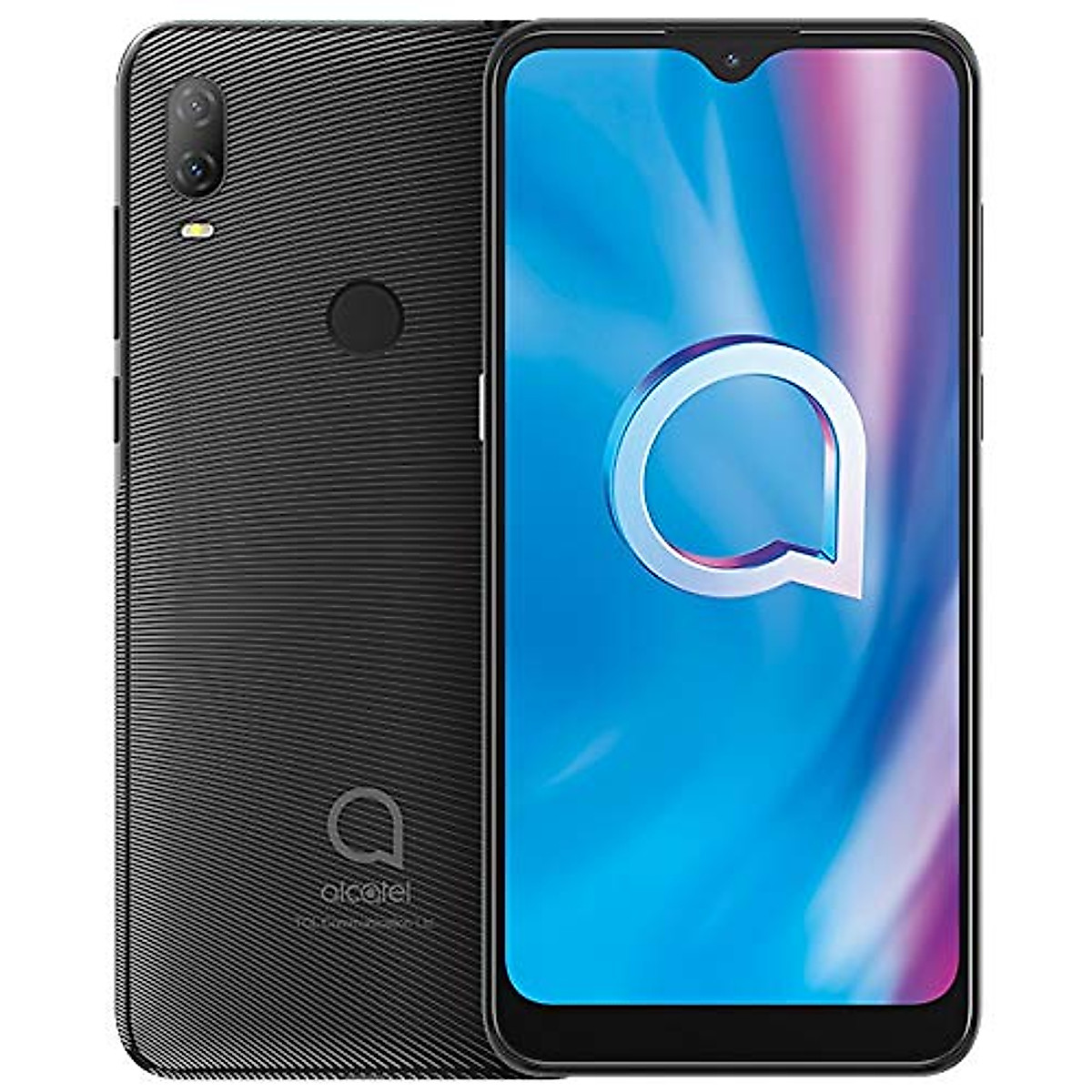 Alcatel 1V 2020 (32GB, 2GB) 6.22" HD+ Display, 4000mAh Battery, Fingerprint Sensor, GSM Unlocked US 4G LTE (T-Mobile, AT&T, Metro, Straight Talk) International Model 5007A (Metallic Black)
