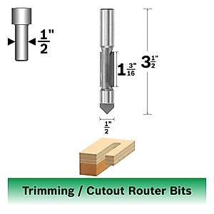 Bosch 85429M Panel Pilot Router Bit, Carbide Tip Drill Through Point 1/2" Shank