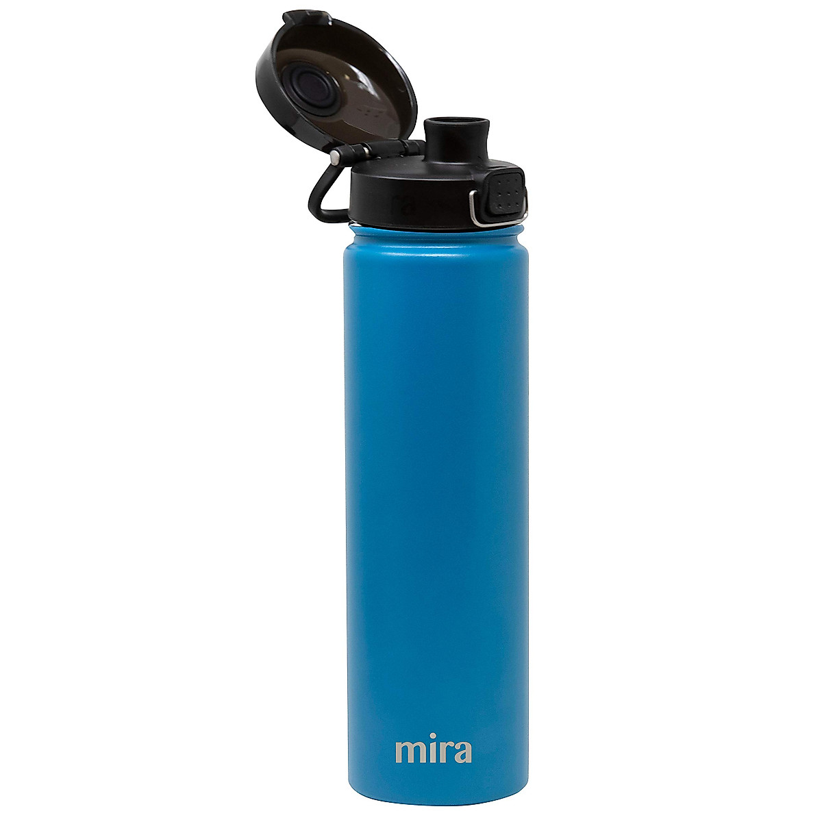 MIRA Stainless Steel Water Bottle - Hydro Vacuum Insulated Metal Thermo Flask Keeps Cold for 24 Hours, Hot for 12 Hours - BPA-Free One Touch Spout Lid Cap - 24 oz Hawaiian Blue
