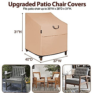 QH.HOME Lawn Outdoor Chair Covers Waterproof 900D Heavy Duty, 2 Pack Patio Chair Covers for Outdoor Furniture with Strong Tear Resistance, Fade UV Resistant, Air Vent - (Size：37"W X 40"D X 31"H）