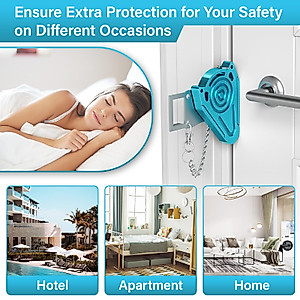 Metal Portable Door Lock for Travel Hotel Room Safety - Hotel Door Locks for Travelers Door Lock Security, Extra Lock from Inside, Apartment Home Security Device Travel Essentials,Blue