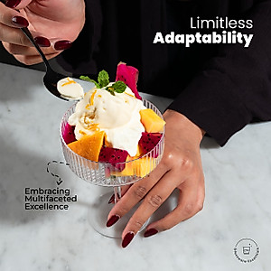 Vintage Art Deco Coupe Glasses - Tall Ribbed Coupe Cocktail Glasses 7 fl oz - Set of 4 - Crystal Cocktail Glassware for Champagne Classic Manhattan Goblet for Martini, Cosmopolitan, Sidecar, Daiquiri