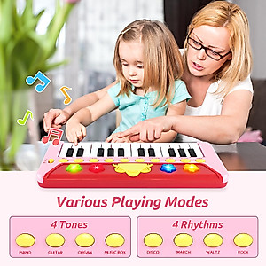 BAOLI 24 Keys Piano Keyboard for Kids, Multifunctional Portable Electronic Piano Educational Musical Instrument Toys, Birthday Gifts for Beginner Children Toddler Boys Girls Age 3-5