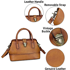 Genuine Leather Satchel Handbag for Women Purse Top Handle Bags Handmade Vintage Crossbody Bag Purses (Brown) Medium