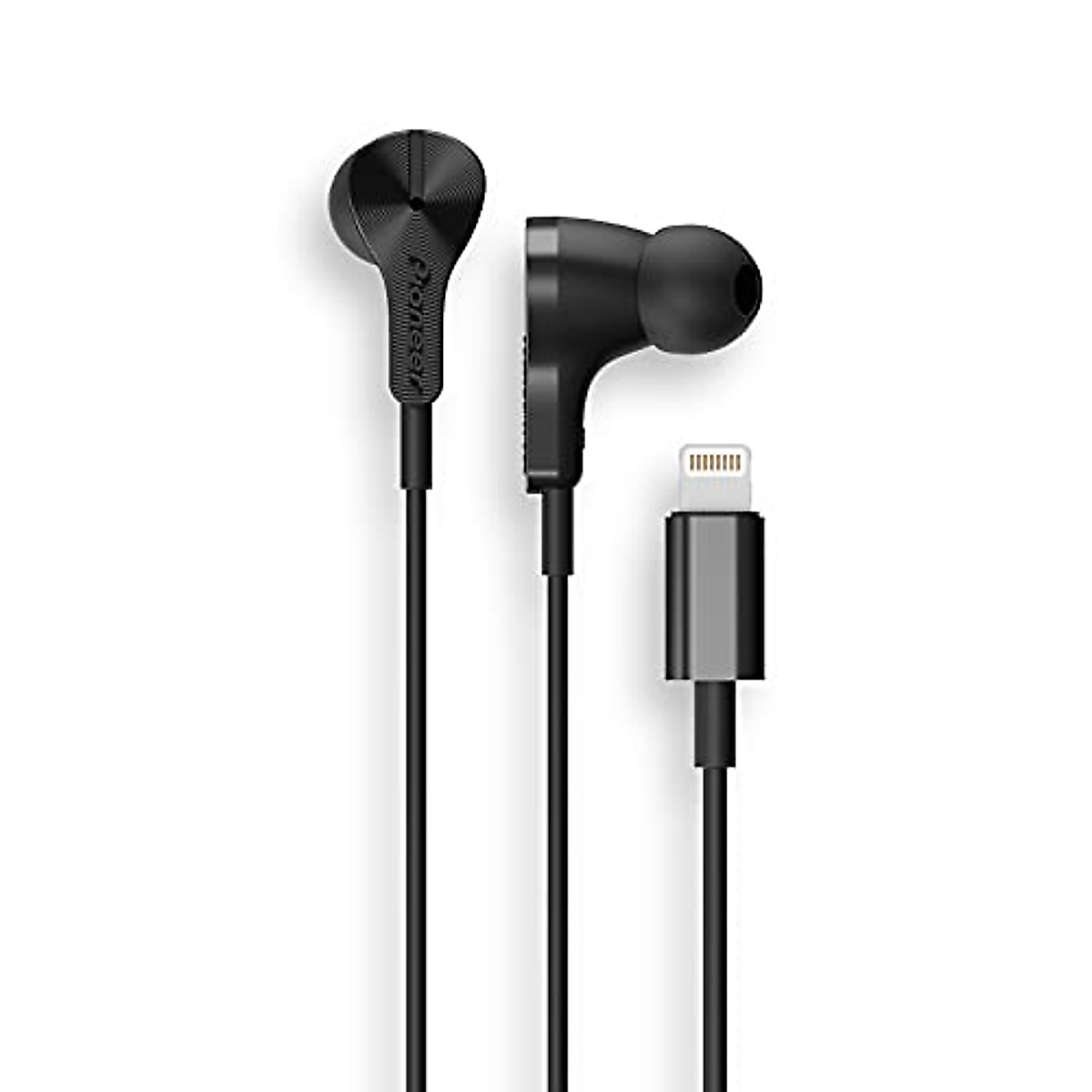RAYZ Pioneer Plus (Black) Active Noise Cancelling Wired Earphones with Microphone in Ear Corded Smart Noise Reduction, Auto-Pause, Hands-Free, Hey Siri MFI Certified Compatible iPhone, iPad, iPod
