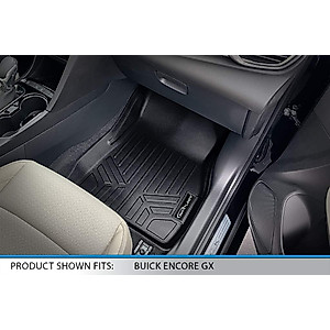 SMARTLINER Custom Fit 2 Row Floor Mats & Cargo Liner Behind 2nd Row (Upper Deck) Set Black Compatible with 2021-2022 Chevrolet Trailblazer (FWD only)