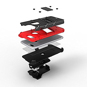 ZIZO Bolt Series for iPhone 8 Plus Case Military Grade Drop Tested Tempered Glass Screen Protector Holster iPhone 7 Plus case Black RED