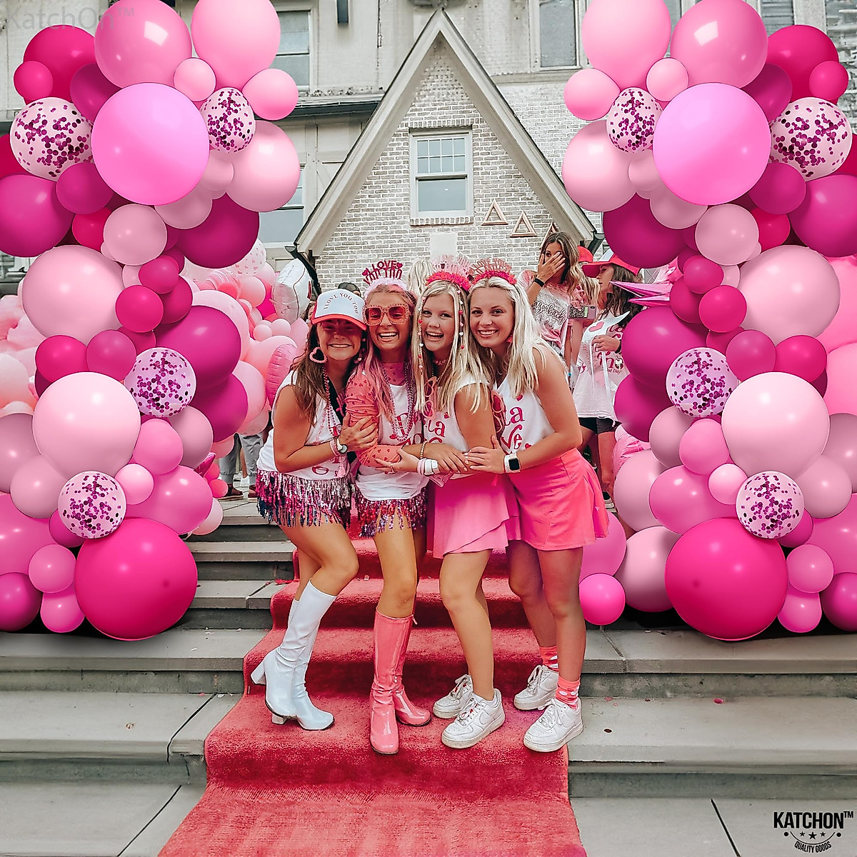 KatchOn, Pink Balloon Arch Kit for Baby Shower Decorations - 12 Inch, Pack of 140 | Confetti Light Pink Balloon Garland for Pink Party Decorations | Princess Balloon Arch for Pink Birthday Decorations