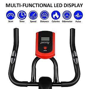 OneTwoFit Indoor Exercise Bike with Monitor,Adjustable Seat & Handlebars Cycling Bike for Home Cardio Workout OT212