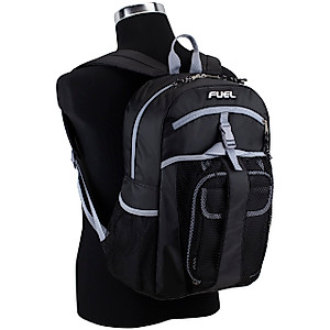 FUEL Lunch Backpack Set Teens Student Water Resistant Bookbag Bag Soft Reusable Insulated Cooler Lunch Box Thermal Travel Office Lunch Bag, Black