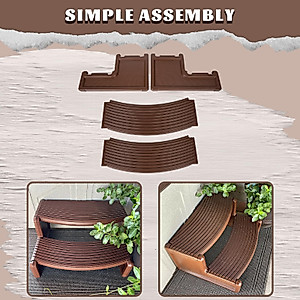 ECOTRIC Spa and Hot Tubs Step Plastic Stairs for Round Straight Sided Spa Espresso Slip-Resistant Outdoor Indoor