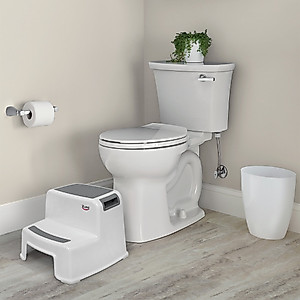 iLove 2 Step Stool for Kids and Toddlers, Bathroom and Toilet Stool for Potty Training, Slip-Resistant Soft Grips, Kitchen Stool with Handles, Dual Height - Gray (1 Pack)