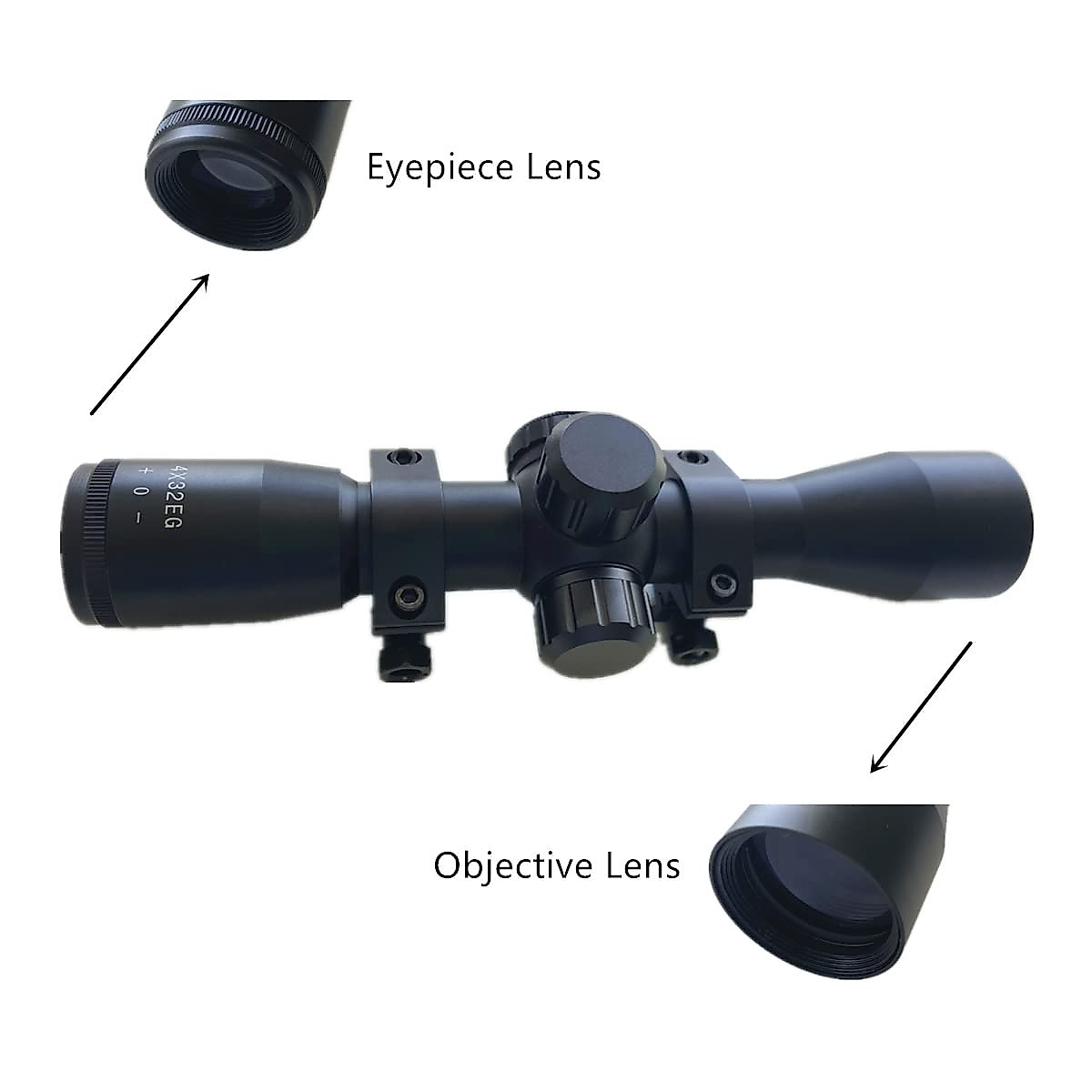 NyLeabon 4x32 Crossbow Scope, Red and Green Illuminated Scope, Glass Etched Reticle Scope, Compact Hunting Scope, Shooting Scope
