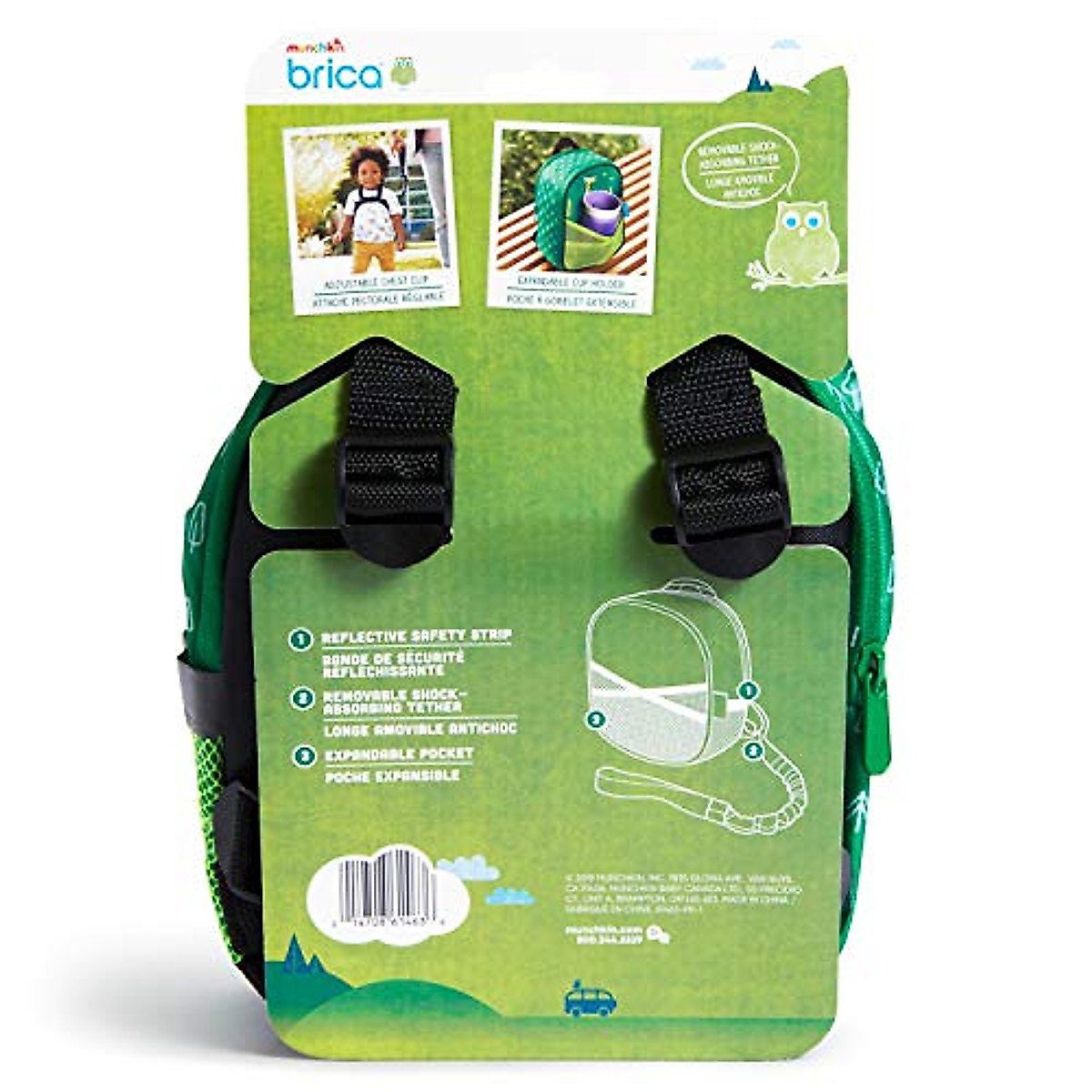 Munchkin® Brica® By-My-Side™ Toddler Safety Harness Backpack with Leash, Giraffe, Green