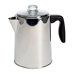 Primula Stovetop Coffee Percolator, Premium Stainless Steel Coffee Maker with Reusable Filter Basket, Non-Drip Spout, Glass Knob Brew Indicator and Heat Resistant Handle, Dishwasher Safe, 8 Cup