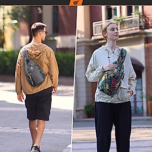 SKYSPER Sling Bag Crossbody Backpack - Chest Shoulder Cross Body Bag Travel Hiking Casual Daypack for Women Men(Leaf)