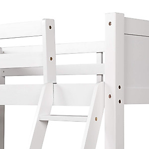 Harper & Bright Designs Loft Bed with Ladder and Safety Rail, Hight Loft Bed Twin Size, Wooden Loft Bed Frame, Twin Size Loft Bed for Decoration of Various Rooms (White)