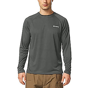 BALEAF Men's Sun Protection Shirts UV SPF T-Shirts UPF 50+ Long Sleeve Rash Guard Lightweight Hiking Summer Deep Gray Size L