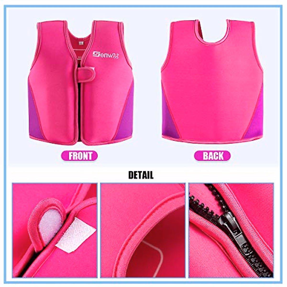 Baby Girl Swim Vest - Genwiss Toddler Swim Vest for Age 18 Months - 2 Years Baby Toddler Fit 20-28 lbs, Size Small, Pink