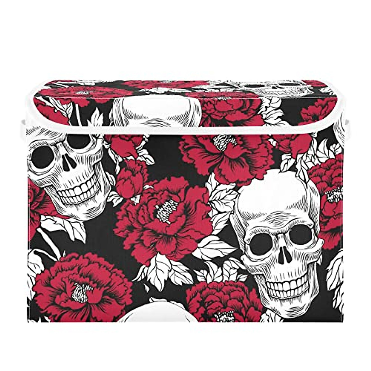 innewgogo Day Of The Dead Gold Skull Storage Bins with Lids for Organizing Closet Organizers with Handles Oxford Cloth Storage Cube Box for Toys
