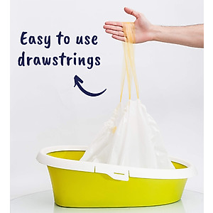 Pettiny 20 XL Cat Litter Box Liners with Drawstrings Scratch Resistant Cat Litter Bags for Extra Large Litter Trays