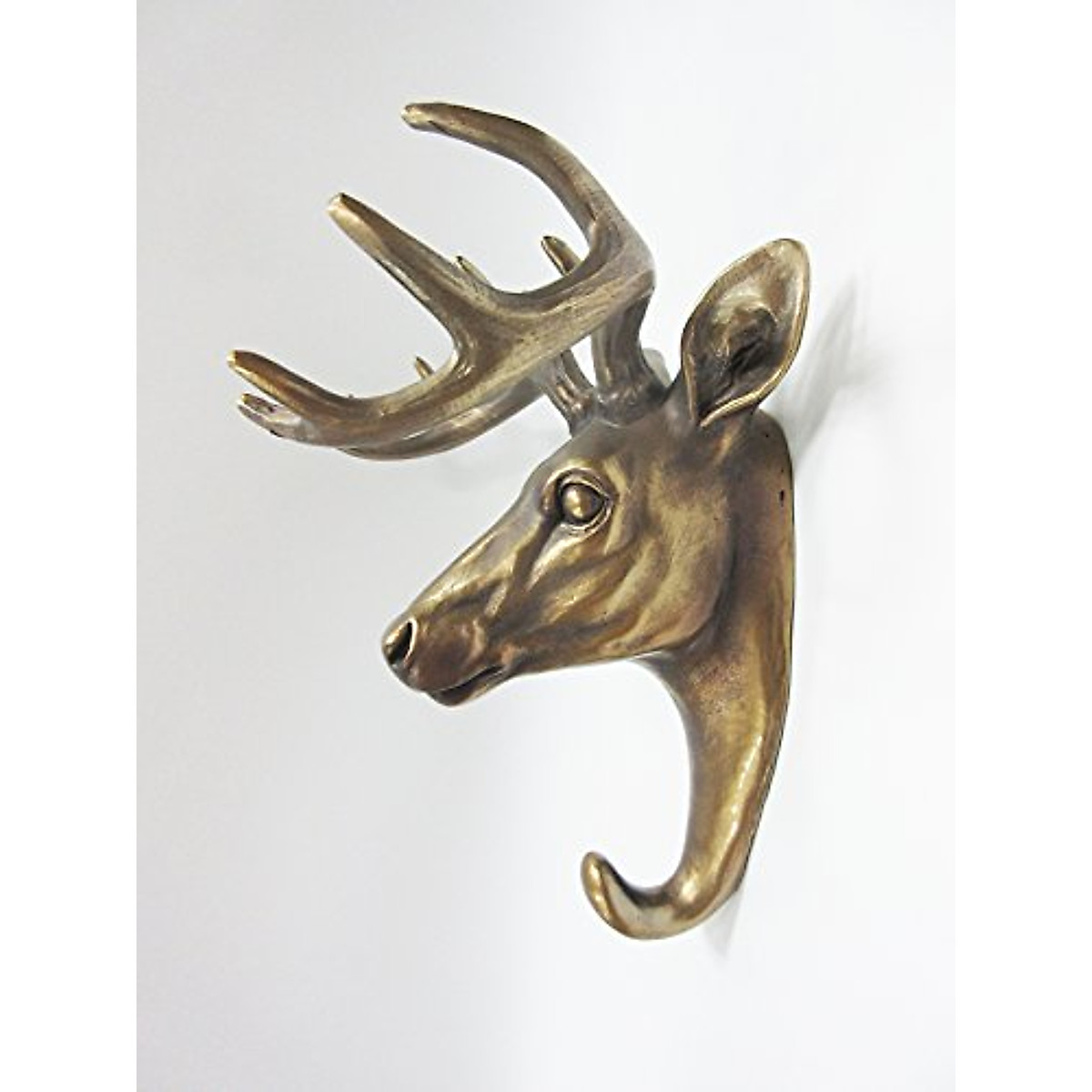 Pacific Giftware Wild Animal Head Single Wall Hook Hanger Animal Shape Rustic Faux Bronze Decorative Wall Sculpture (Buck)