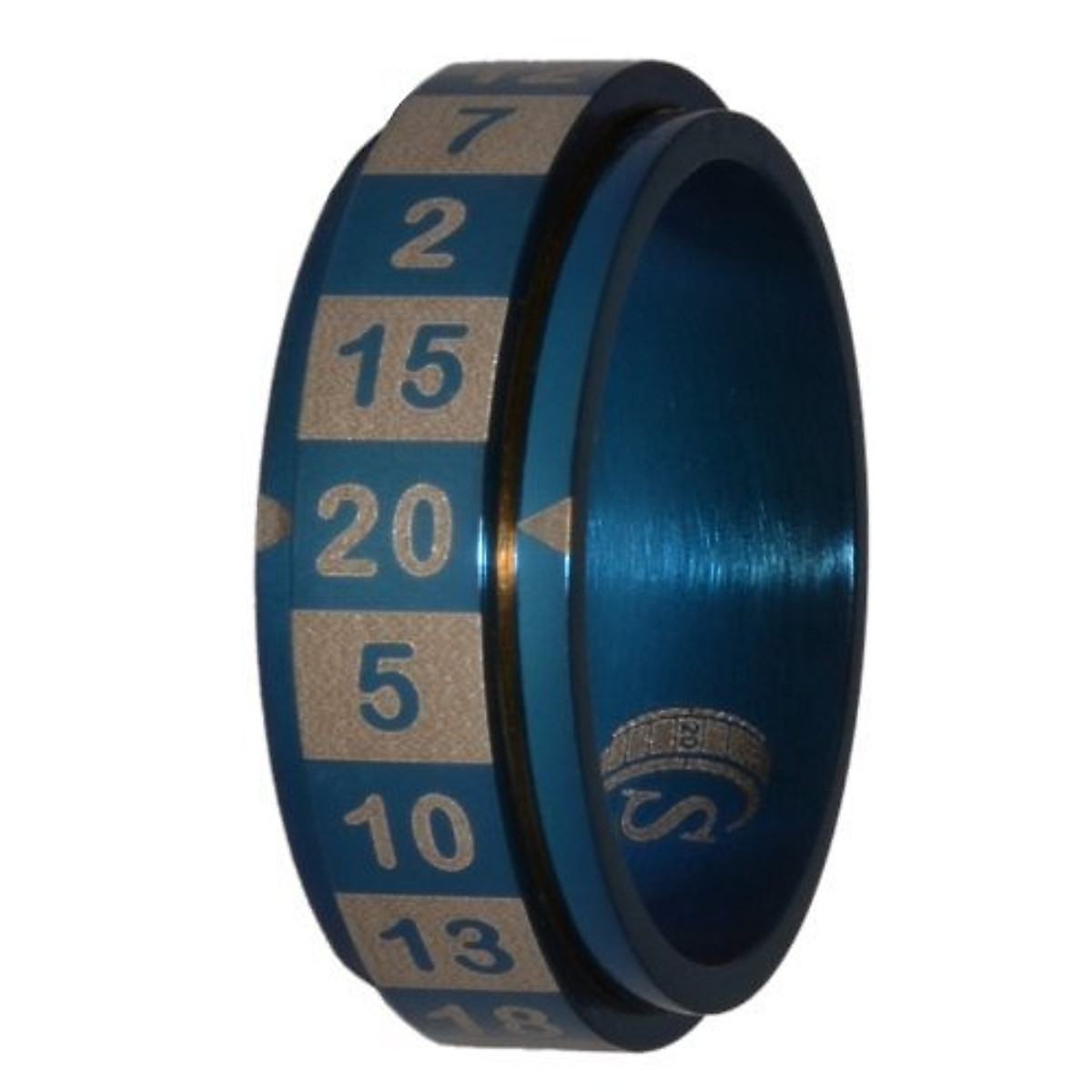 Critsuccess, Spinner Dice Ring, Stainless Steel (R20, Blue, Steel Engraving, Ring Size 11)