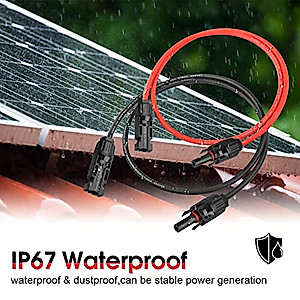 PAEKQ 10AWG Solar Extension Cable 3FT Extension Cable for Solar Panels 10 Gauge IP67 Waterproof Solar Panel Wire with Male and Female Connector,New Energy Extension Cable(3Feet Black+3Feet Red)