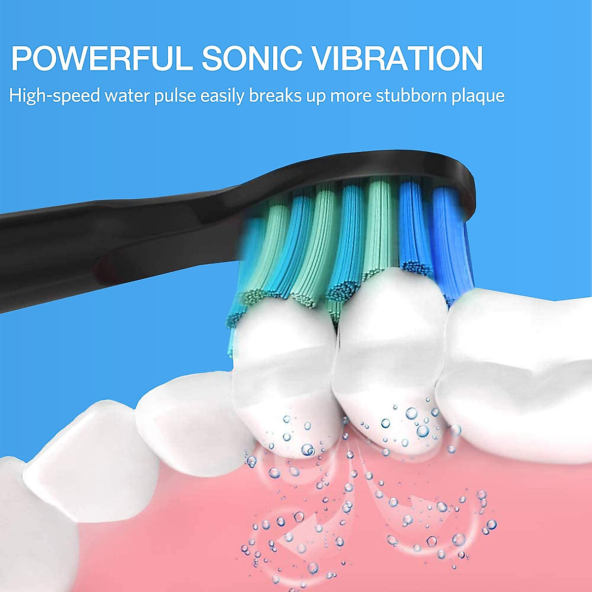 Electric Toothbrush Replacement Head for Fairywill Toothbrush Heads,for Fairywell Brush FW-D1/FW-D3/FW-D7/FW-D8/Fairy Will-507/508/551/FW908/FW910/917/949/958/959/FW610/FW659/FW719,6 Pack,Black