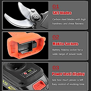 Garden Pruning Shears Cordless Electric Pruning Shears 23mm Max Cutting Diameter Electric Secateur Branch Cutter 21V Tree Pruner Rechargeable Garden Fruit Bushes Trimmer ( Size : 3.0 one battery )