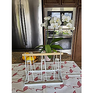 Cup Drying Rack Metal Drainer Holder Rack Cups Organizer with Wood Handle Bottle Drying Rack Dish Drying Rack