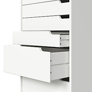 Adeptus Original Euro Roll Cart, Solid Wood, 6+2 Drawer Extra Wide Drawers Roll Carts, White