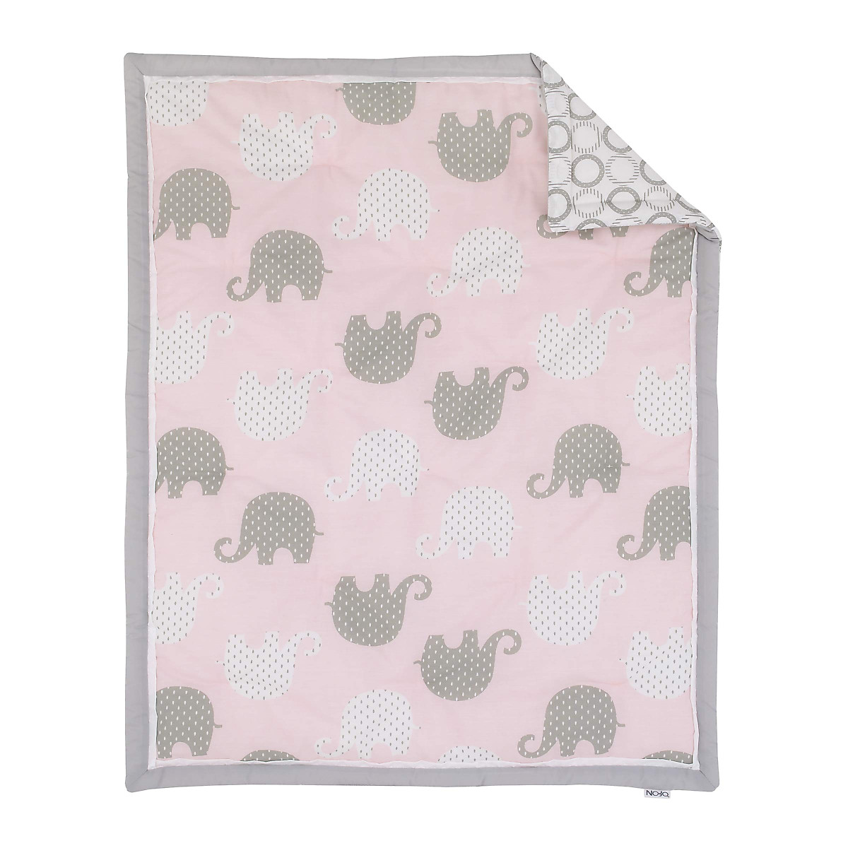 NOJO Dreamer - Pink/Grey Elephant 8 Piece Comforter Set