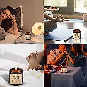 Lavender Scented Candles - I Wish You Lived Next Door - Best Friend Birthday Friendship Gifts for Women, Christmas Mothers Day Gifts for Friends Female Mom, Going Away Gifts for Friends Moving(4 oz)