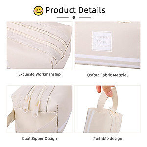 iSuperb Portable Pencil Case Large Capacity Dual Zipper Stationery Organizer Storage Pouch Pen Bag Compartments Cosmetic Bags for Office Women