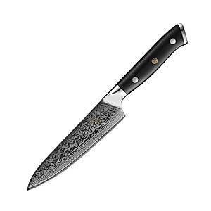 SENBON Damascus 5-inch profesional utility knife high hardness sharp fruit knife peeler knife handle non-slip G10
