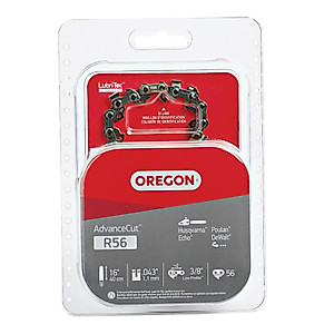 Oregon R56 AdvanceCut Chainsaw Chain for 16-Inch Bar -56 Drive Links – low-kickback chain fits Greenworks, Makita, EGO, DeWalt and more