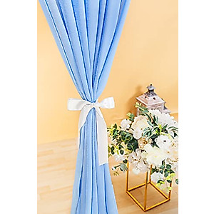 Cytdkve 2 Panels 4.8 Feet x 10 Feet Sky Blue Velvet-Like Wedding Backdrop Curtain Drapes, Silky Soft Window Curtains Panels for Wedding Ceremony Birthday Party Decorations