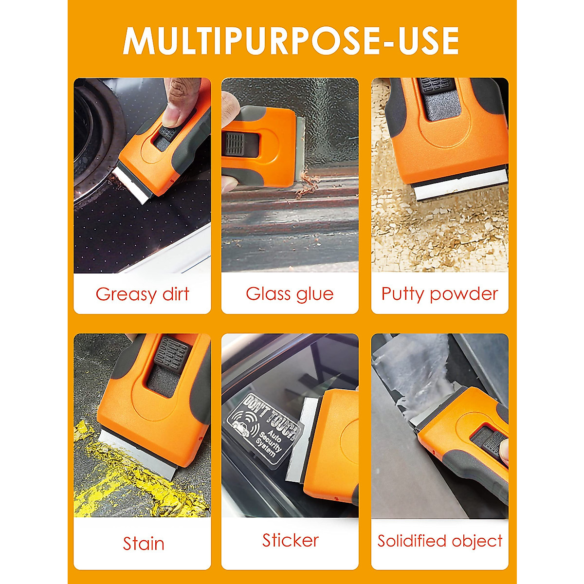 Razor Blade Scraper Tool with 15pcs Extra Blades, Cleaning Razor Scraper for Glass, Glass Top Stove Scraper for Oven Door, Cooktop Scraper, Glass Scraper Cleaning Paint from Glass