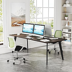 Tribesigns 6FT Conference Table, 70.2”W X 30.9”D Rectangular Meeting Room Table Seminar Table, Large Computer Desk for Home Office (Brown)